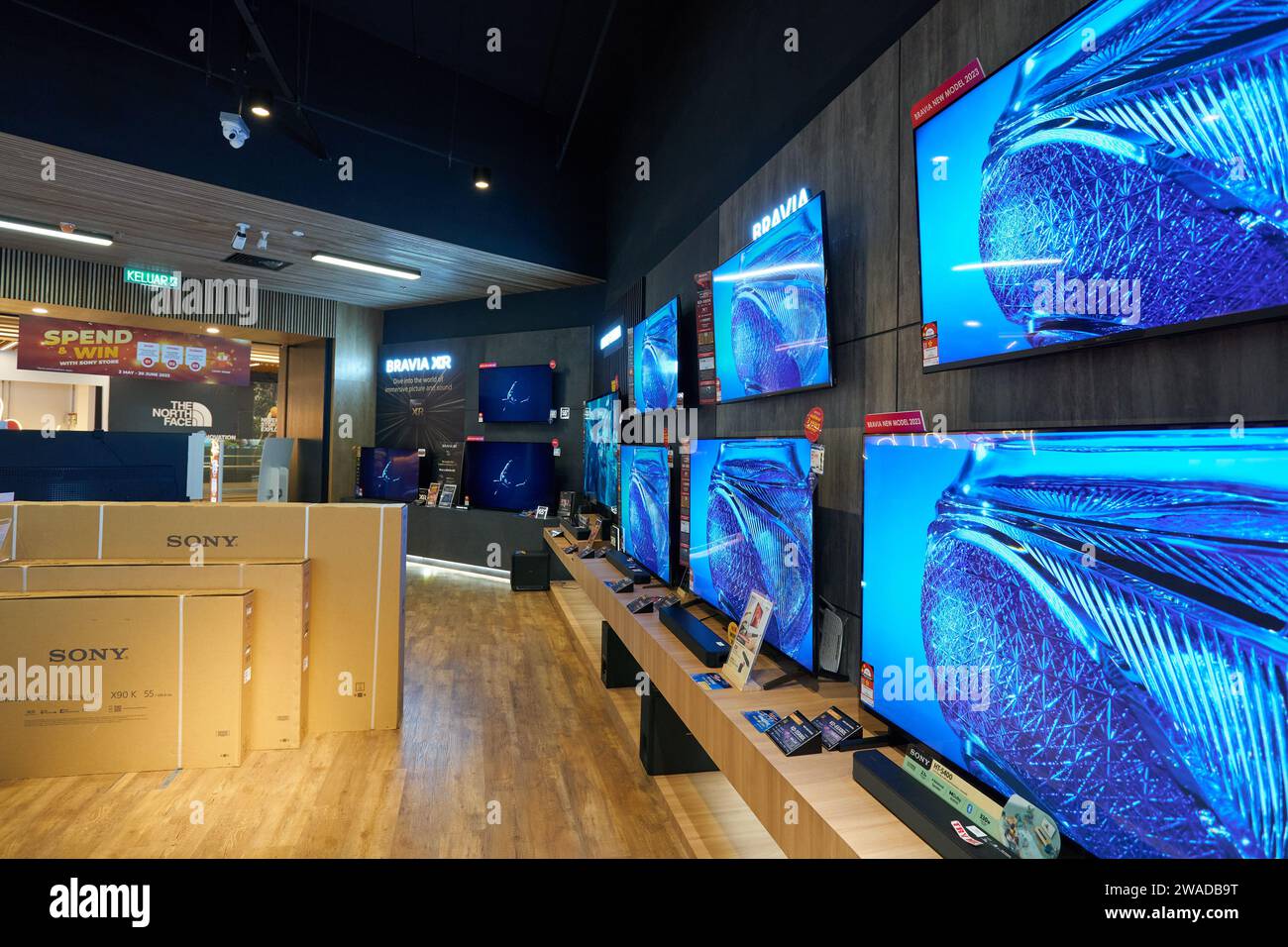 KUALA LUMPUR, MALAYSIA - MAY 27, 2023: interior shot of Sony Store in ...