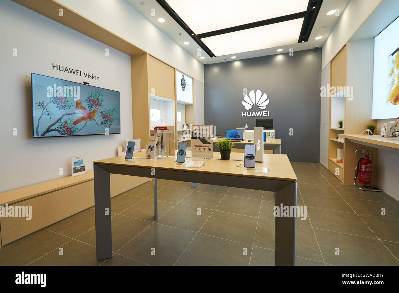 KUALA LUMPUR, MALAYSIA - MAY 27, 2023: interior shot of Huawei retail ...
