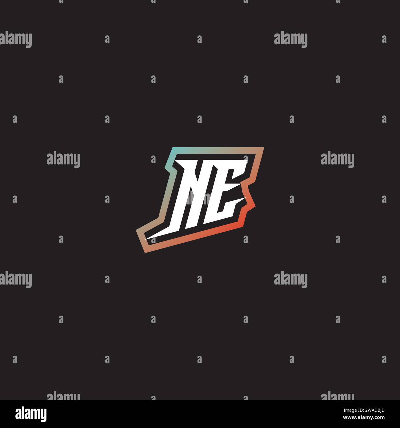 NE letter combination cool logo esport initial and cool color ...