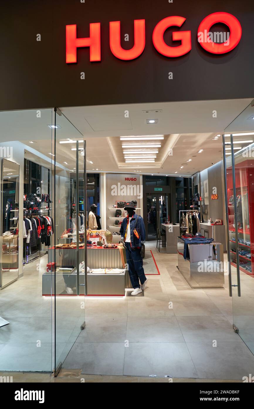 KUALA LUMPUR, MALAYSIA - MAY 27, 2023: entrance to Hugo store in ...