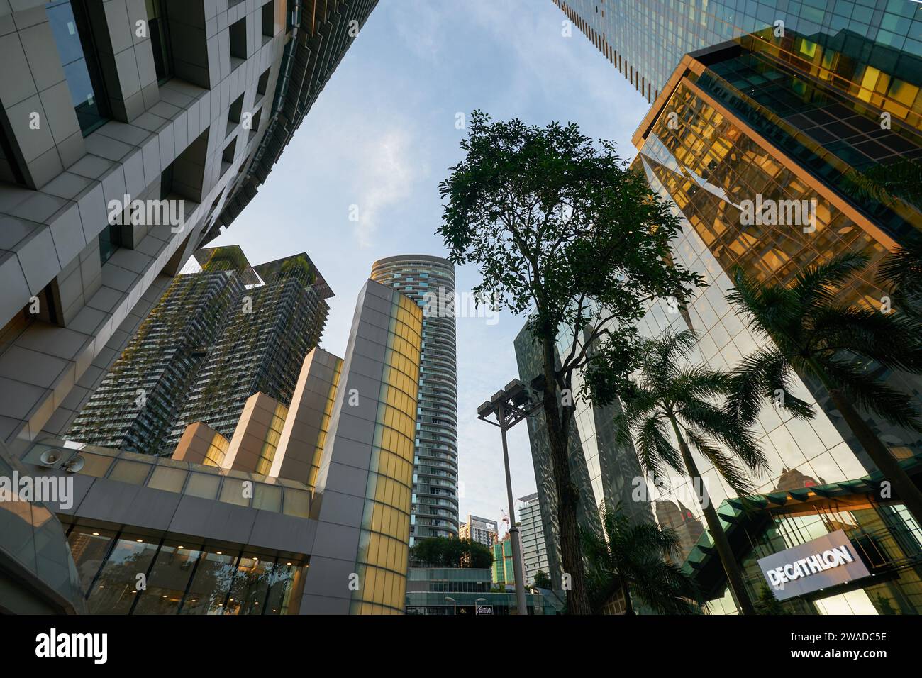 KUALA LUMPUR, MALAYSIA - CIRCA MAY, 2023: a bottom view of buildings in ...