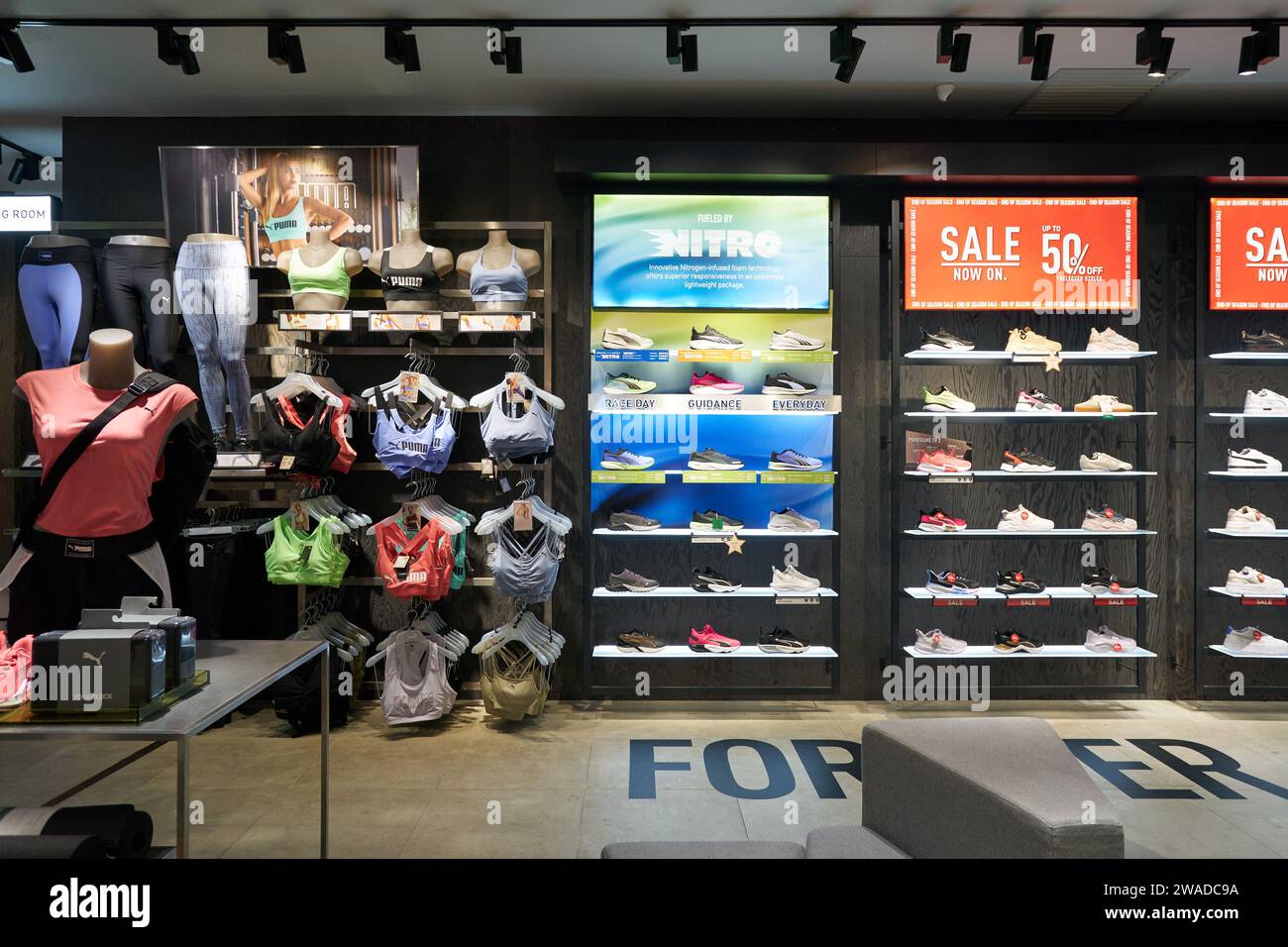 KUALA LUMPUR, MALAYSIA - MAY 29, 2023: footwear display at Puma store ...