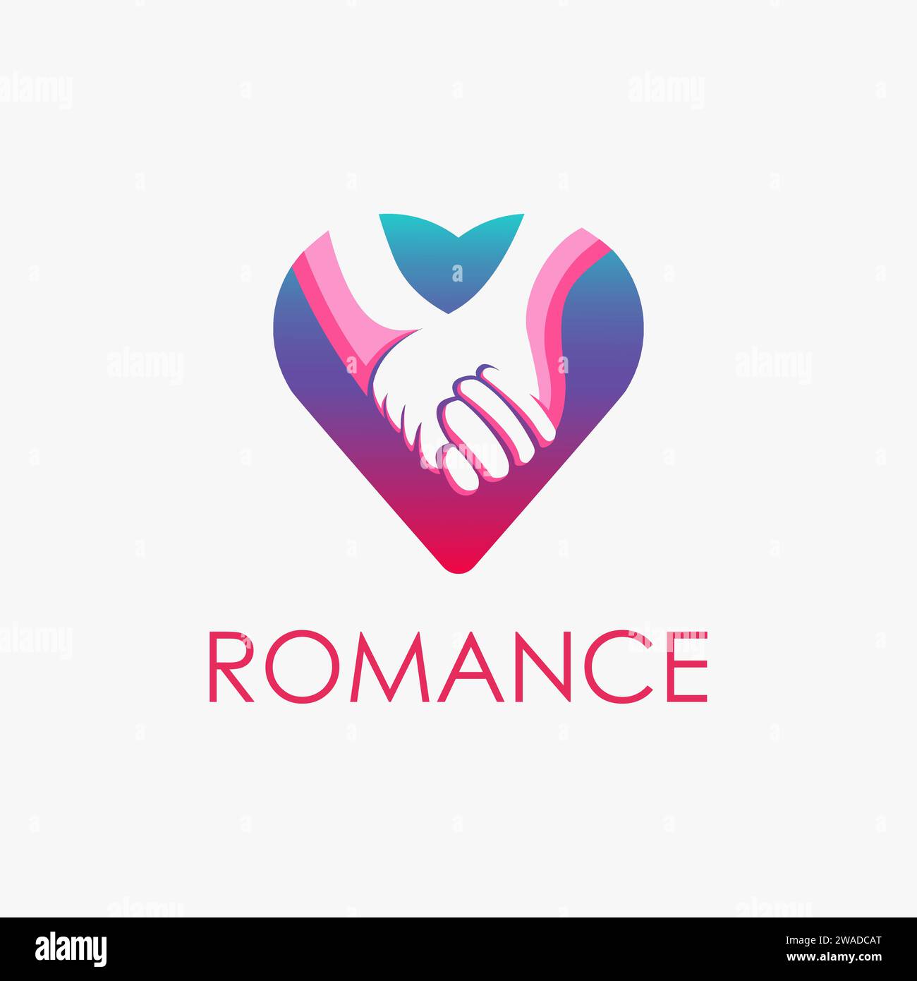 Romantic couple holding hands in love heart logo icon vector template ...
