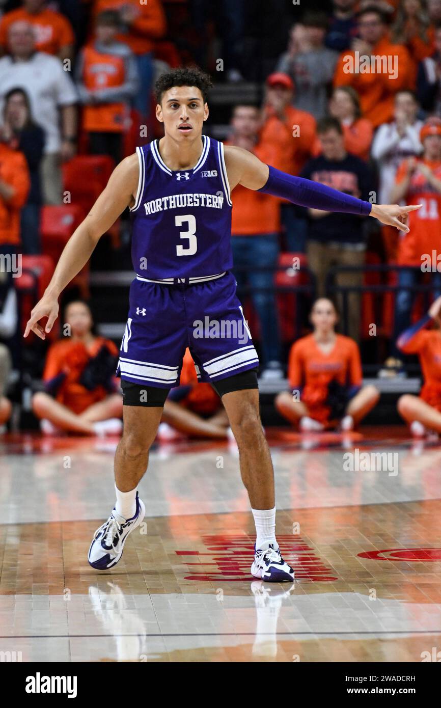 CHAMPAIGN, IL - JANUARY 02: Northwestern guard Ty Berry (3) during a ...
