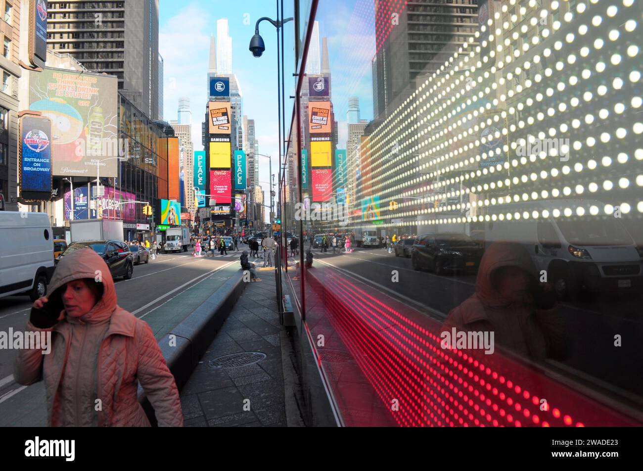 New York City, United States. 03rd Jan, 2024. A pedestrian walks down ...