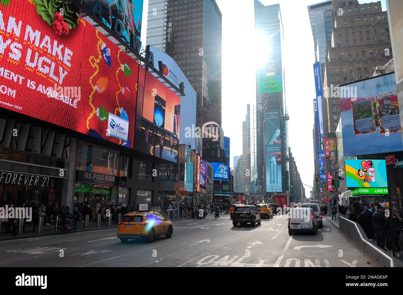 New York City, United States. 03rd Jan, 2024. Traffic moves through the ...