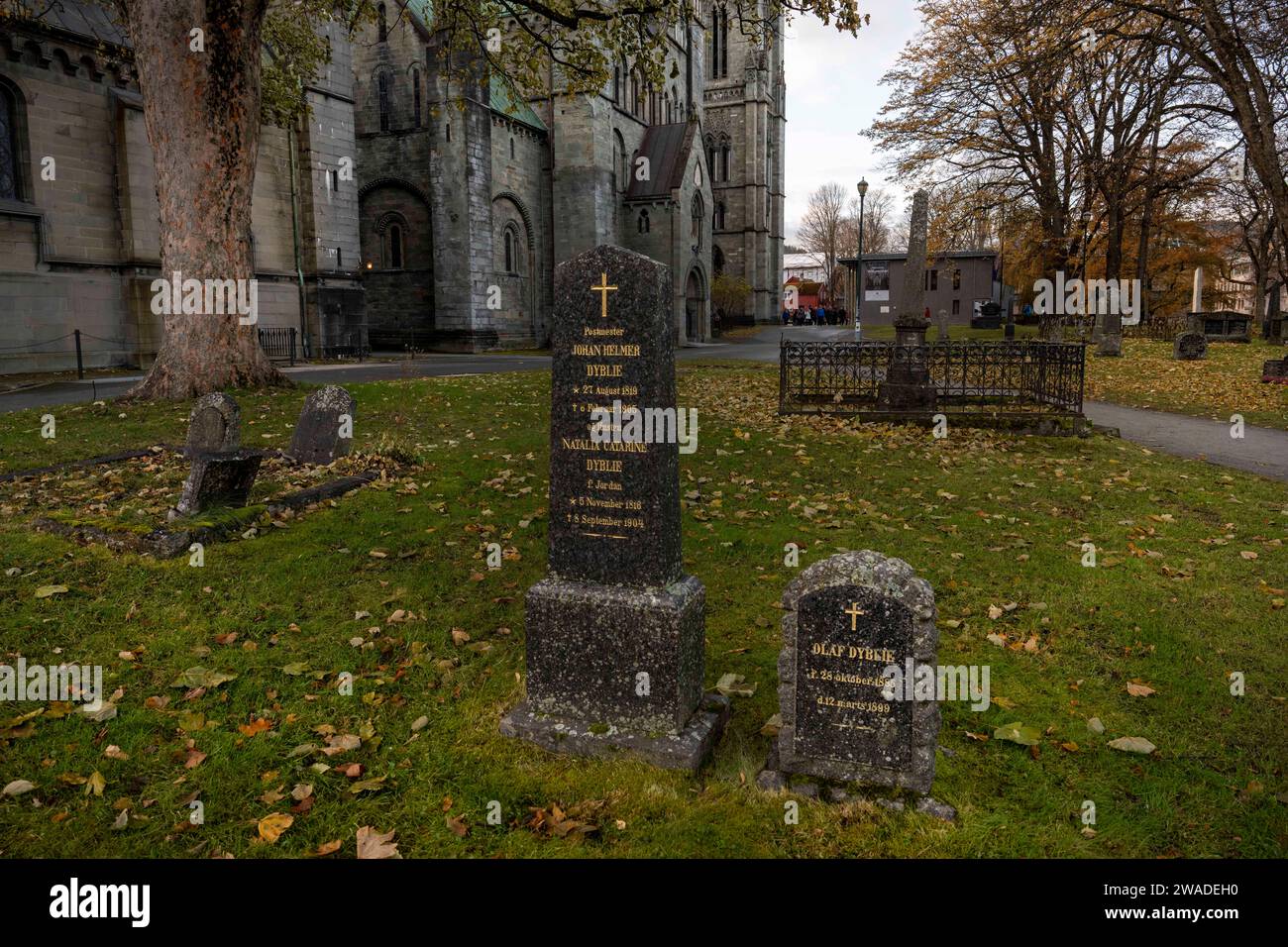 Details of a grave in the cemetery gardens of Nidaros Cathedral ...
