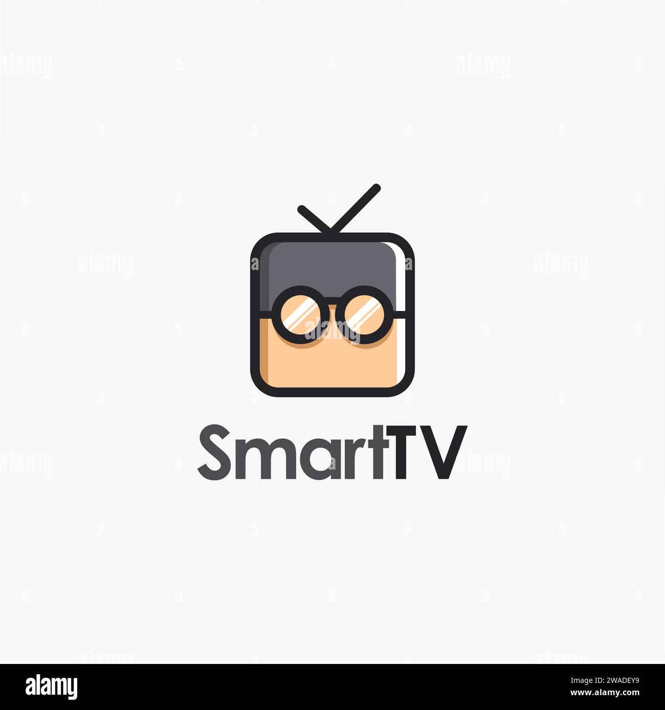 Smart tv with glasses logo icon vector, geek tv logo icon template on ...