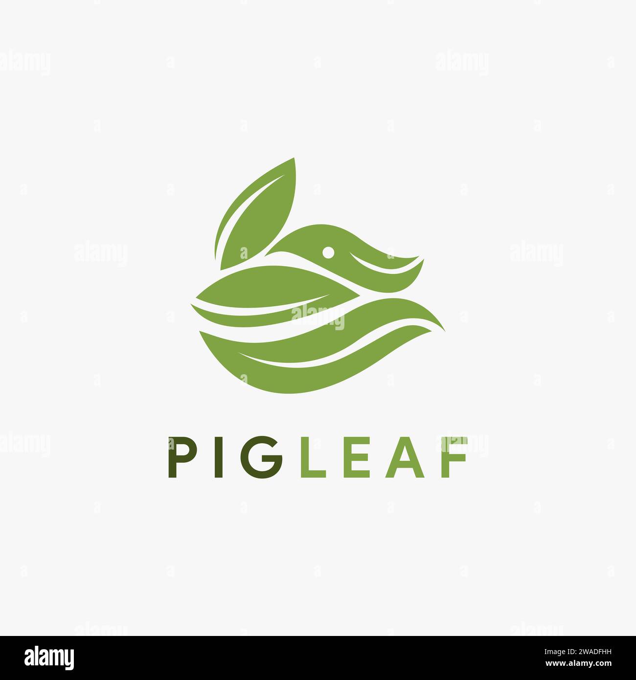 Abstract leaf and pig logo icon vector template on white background ...