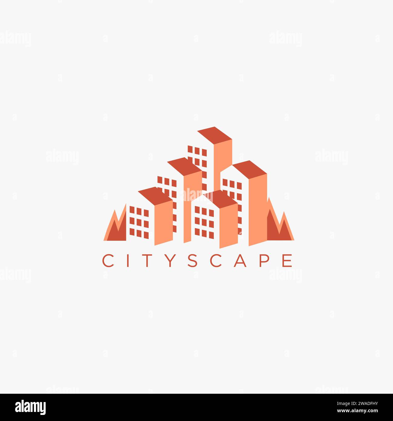 Nature warm cityscape building logo vector design on white background ...