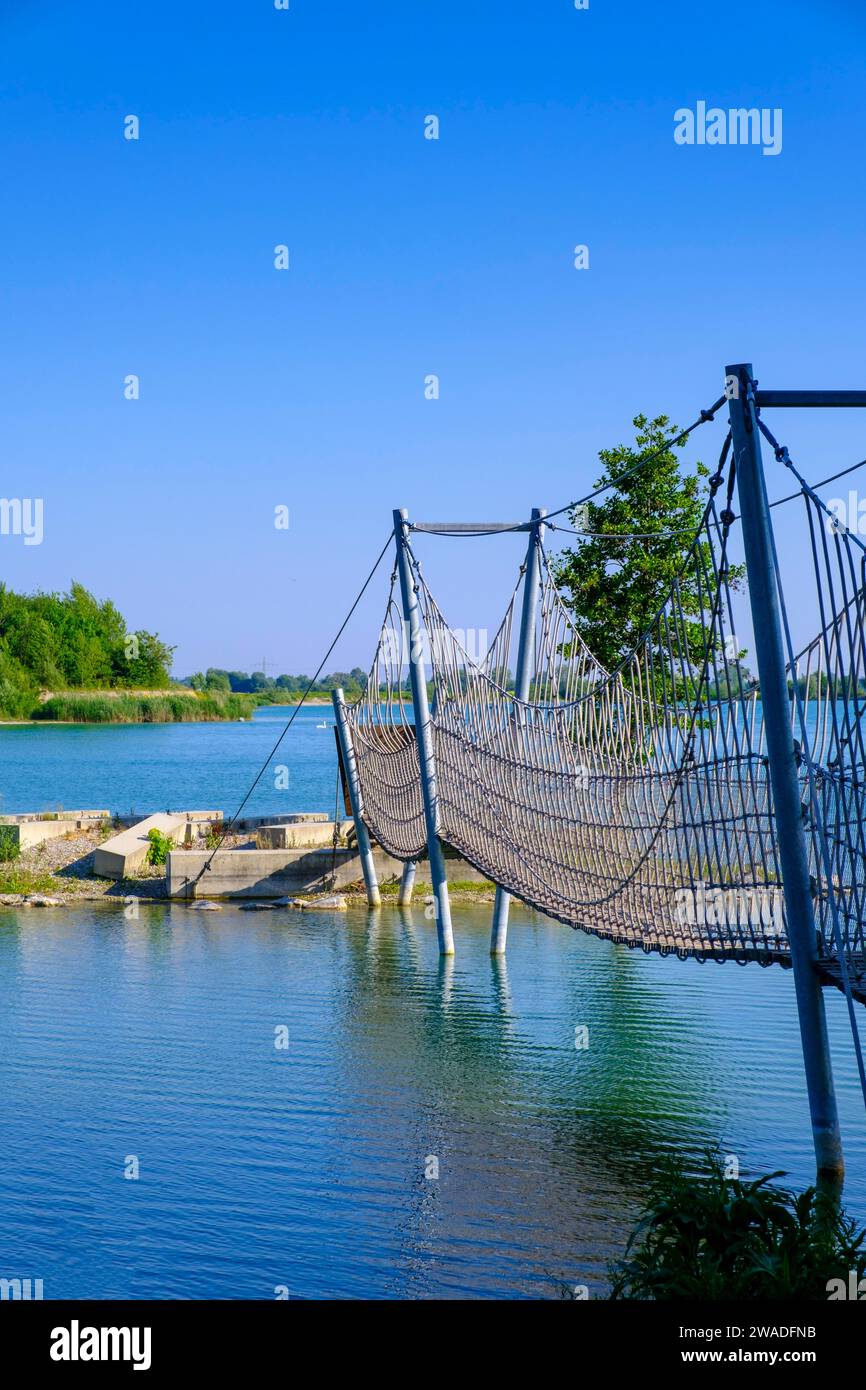 Leisure and recreation area at Kronthaler Weiher, Erding, Upper Bavaria ...