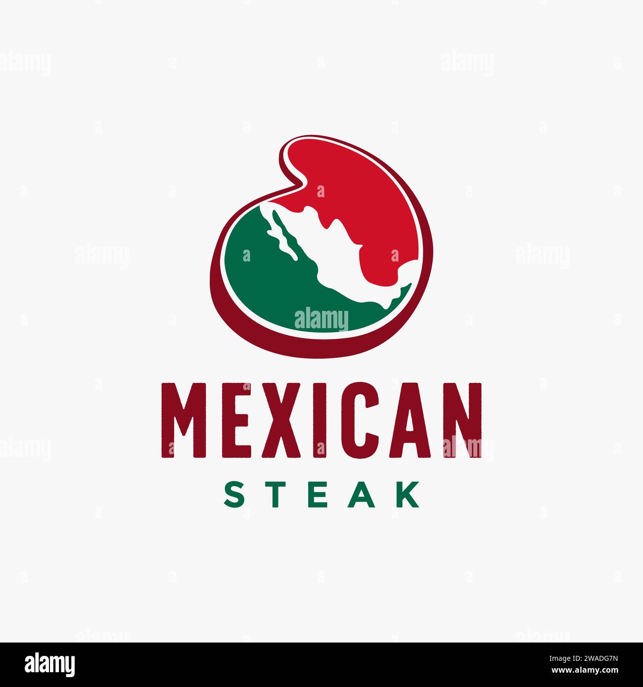 Meat beef with mexico flag map texture logo icon vector template on ...