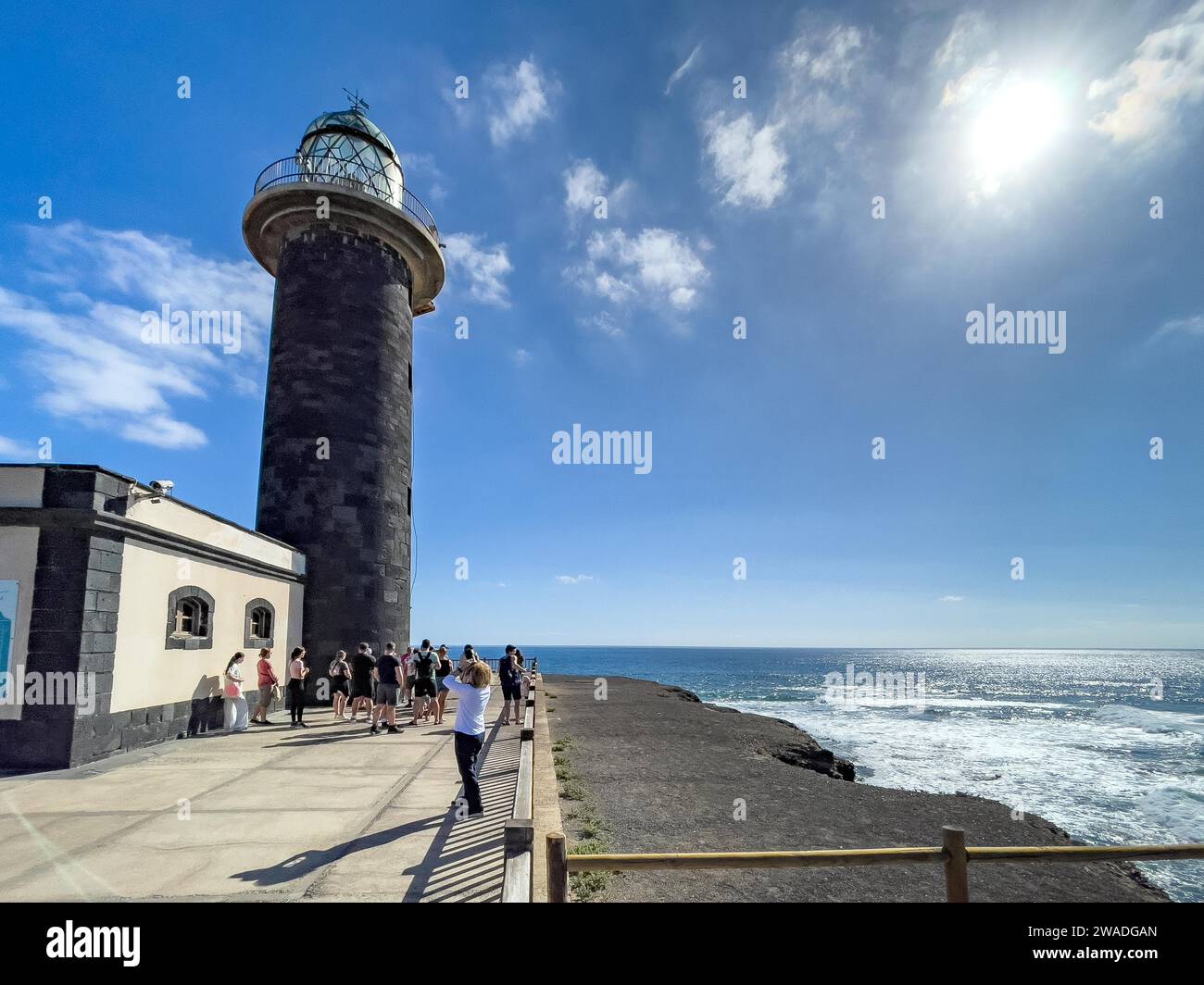 Aerial view of lighthouse Faro Punta de Jandia at the southern tip of ...