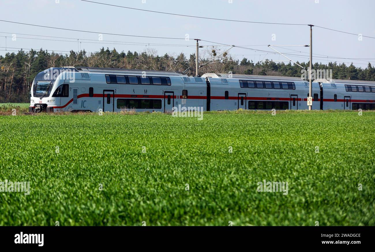 A double-decker Intercity of the Deutsche Bahn, Ludwigsfelde, 21 04 ...