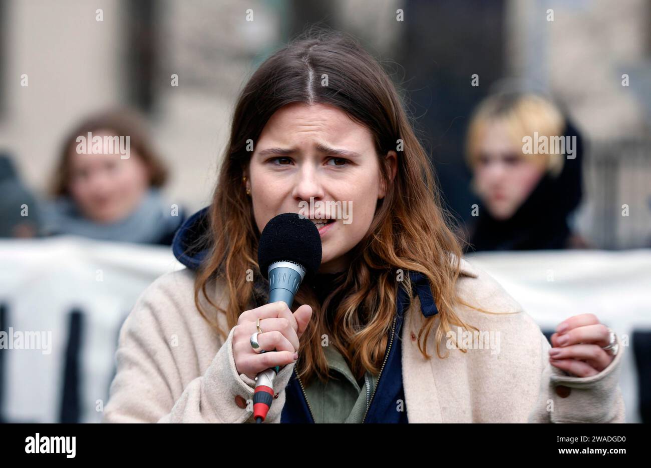 Luisa Neubauer speaks during a demonstration by Fridays for Future for ...