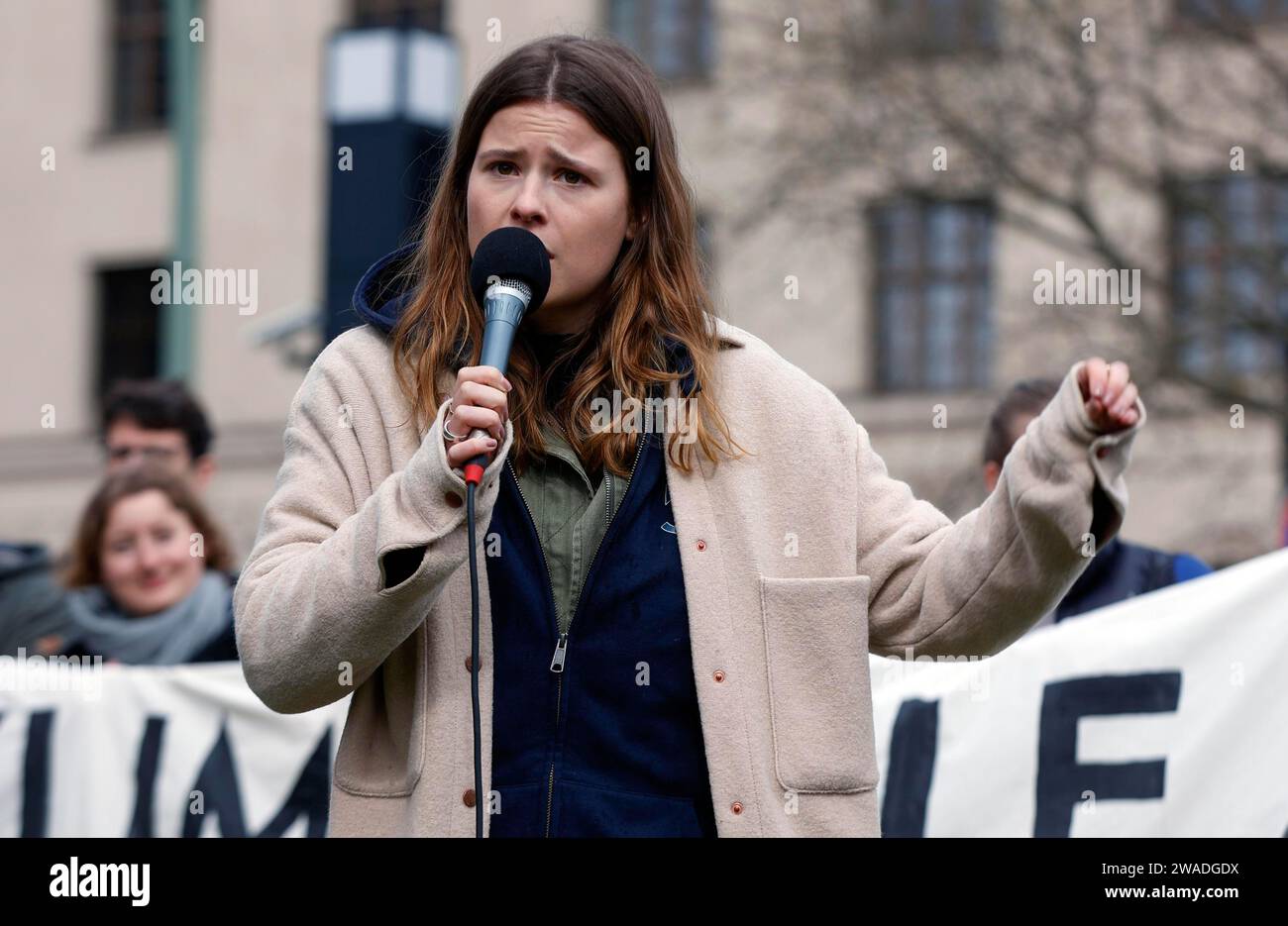 Luisa Neubauer speaks during a demonstration by Fridays for Future for ...