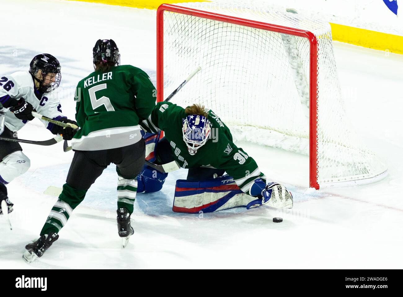 Tsongas Center. 3rd Jan, 2024. Massachusetts, USA; Boston goaltender ...