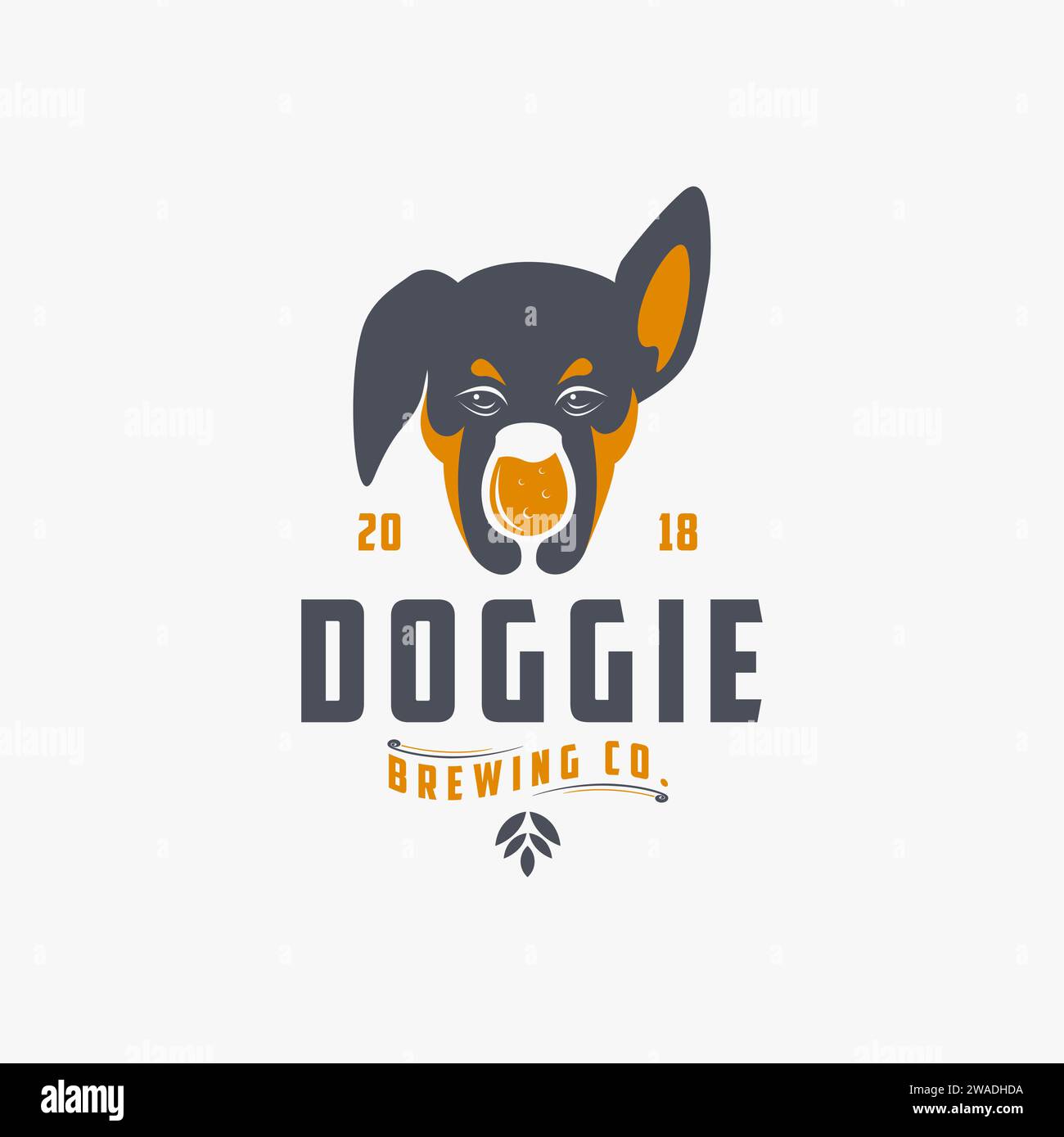 Dog head and glass brew logo icon vector illustration on white ...