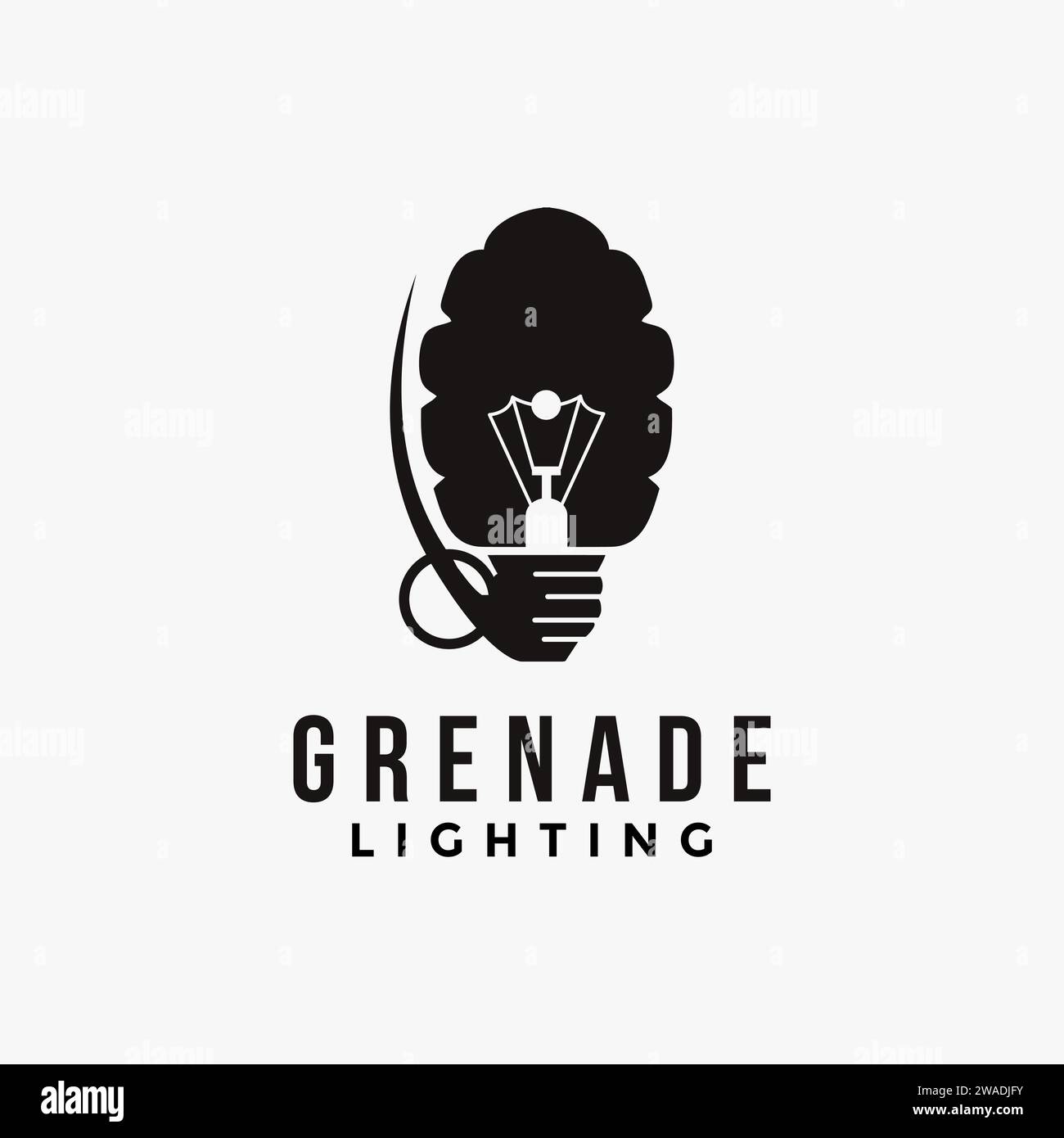grenade and lighting bulb, big blast boom explosive idea logo icon ...