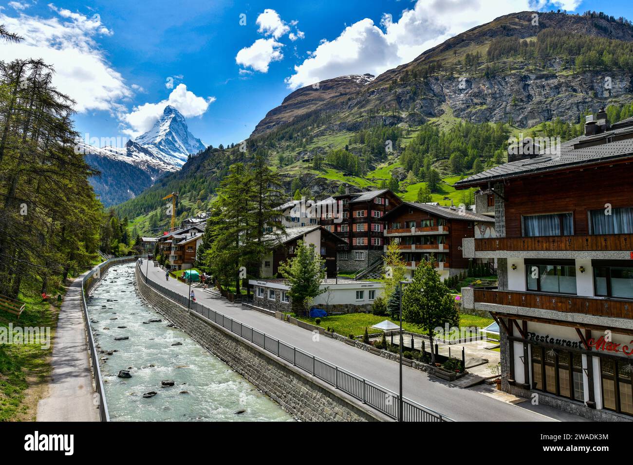 Zermatt, Switzerland 22-5,2023:Houses and buildings in Zermatt, a rural ...