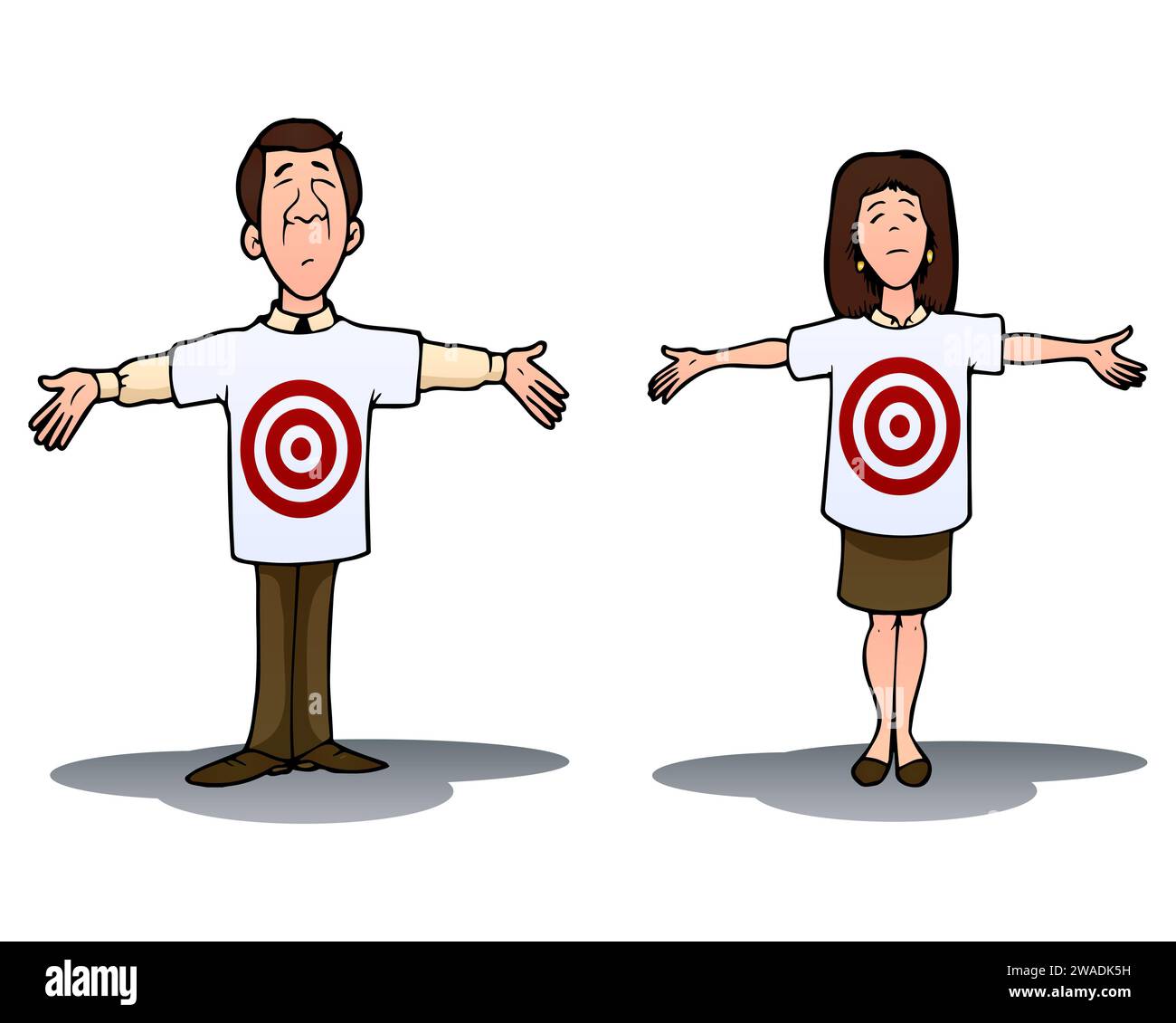 illustration of a man and woman were absolute targets on isolated white ...