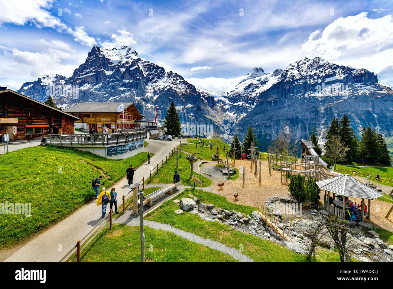 Beautiful traditional mountain playground in Grindelwald Surrounded by ...