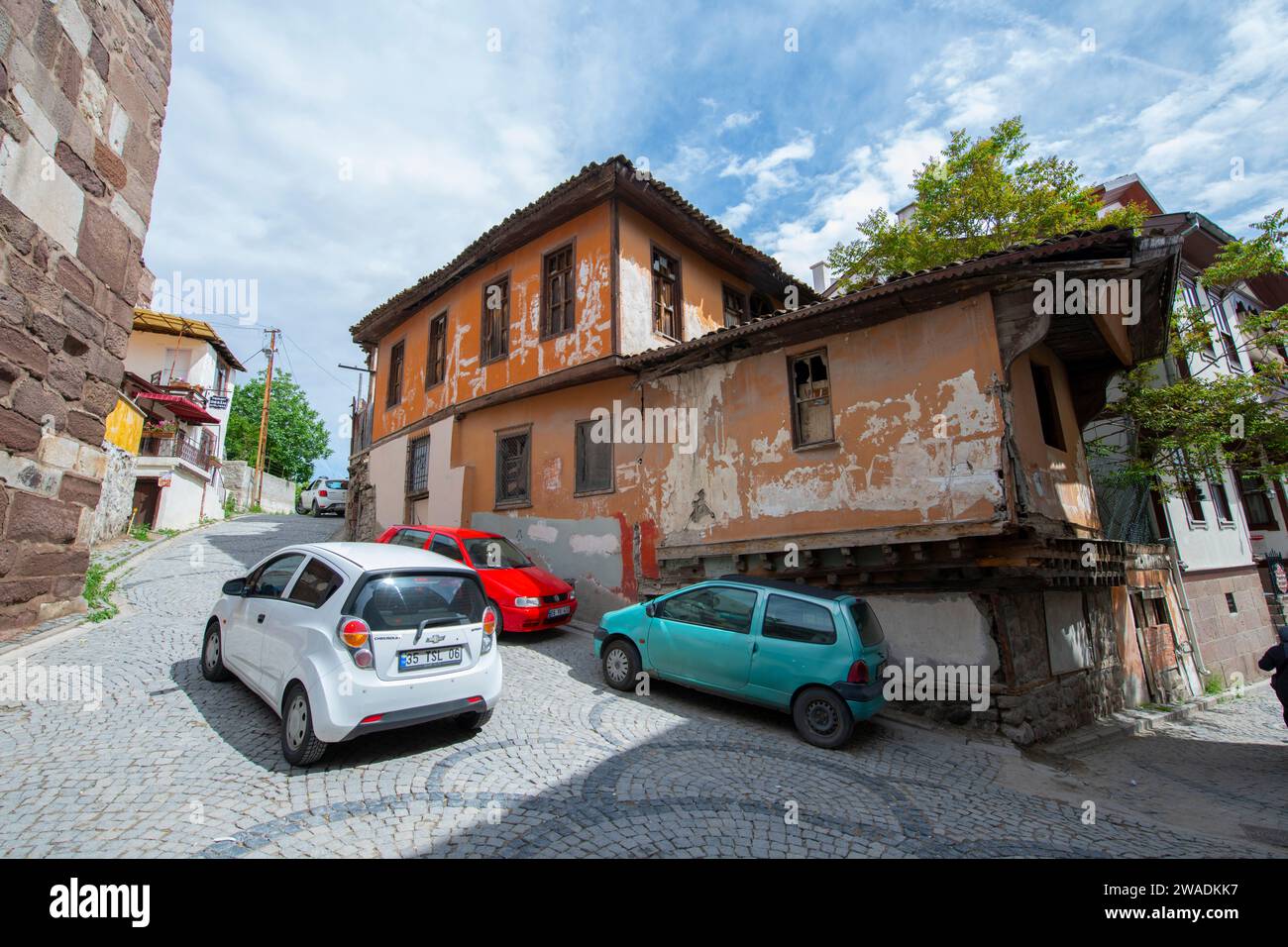 Historic commercial building on Kale Kapisi Street in Old Ankara Castle ...