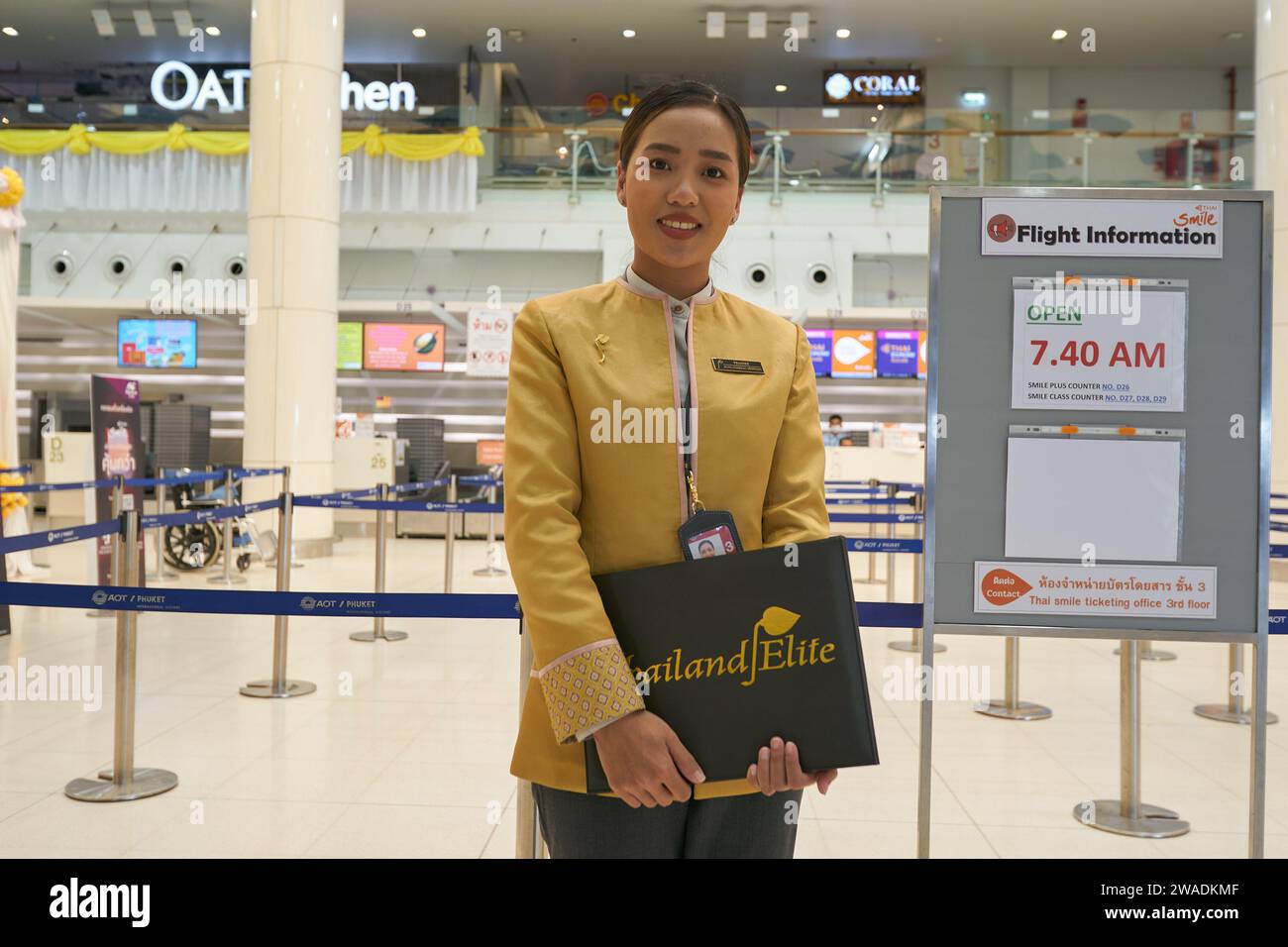PHUKET, THAILAND - MAY 06, 2023: Thailand Elite Personal Assistant inside Phuket Airport’s ...