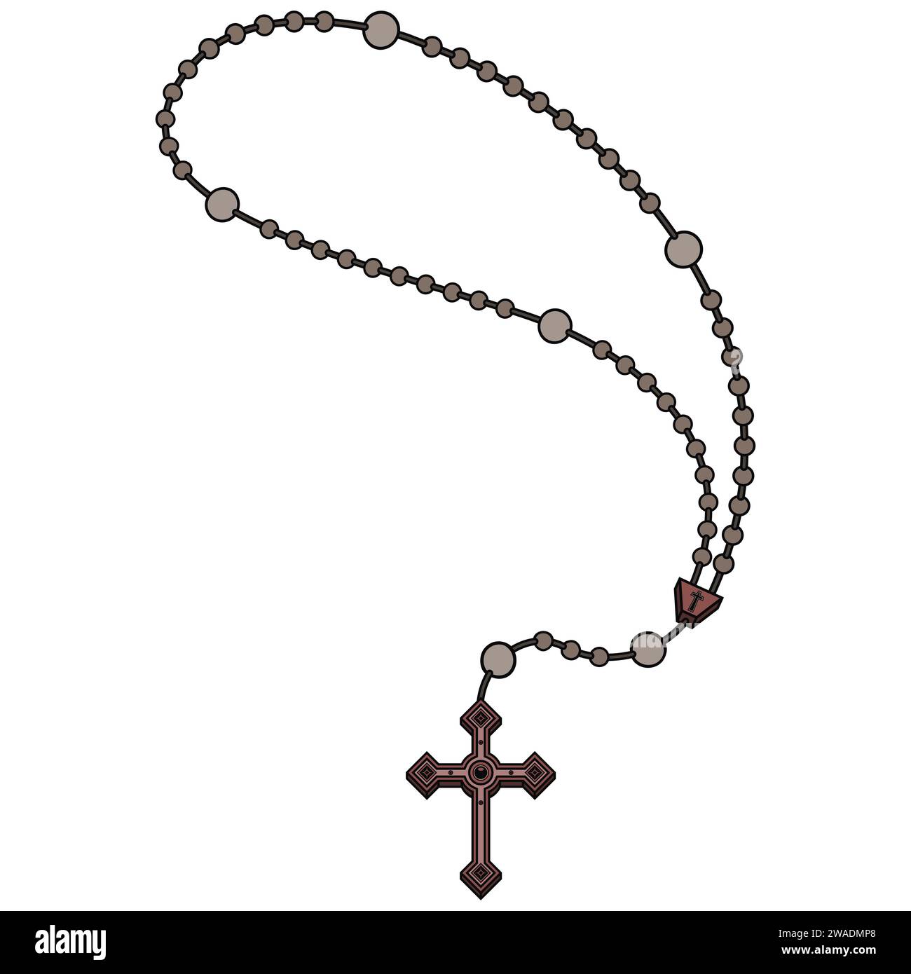 Vector design of rosary with christian cross, symbol of catholic religion Stock Vector Image ...
