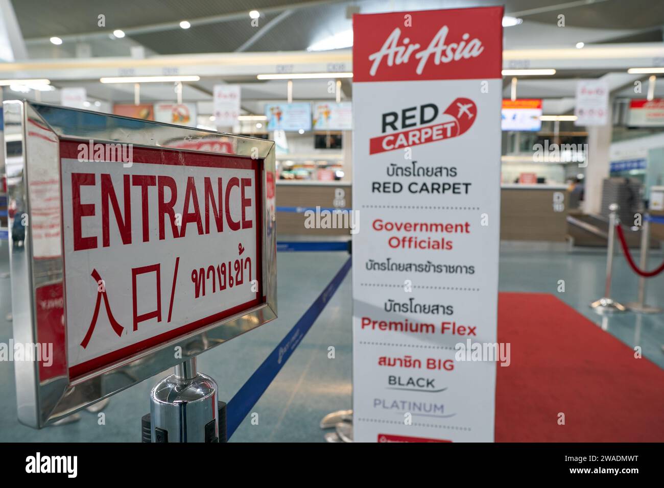 PHUKET, THAILAND - MAY 09, 2023: AirAsia Red Carpet service at check-in ...