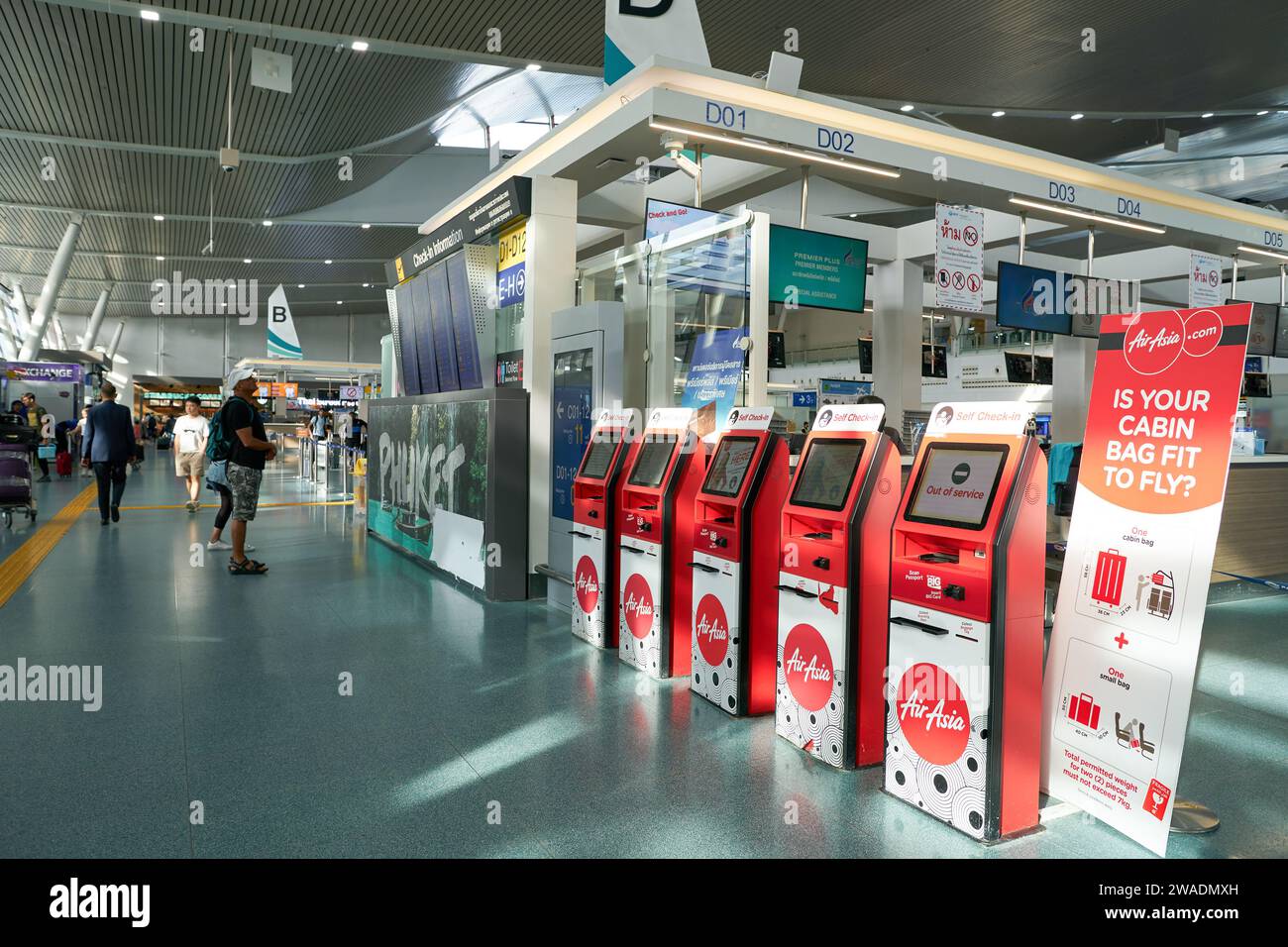 PHUKET, THAILAND - MAY 09, 2023: AirAsia self check-in kiosks inside ...