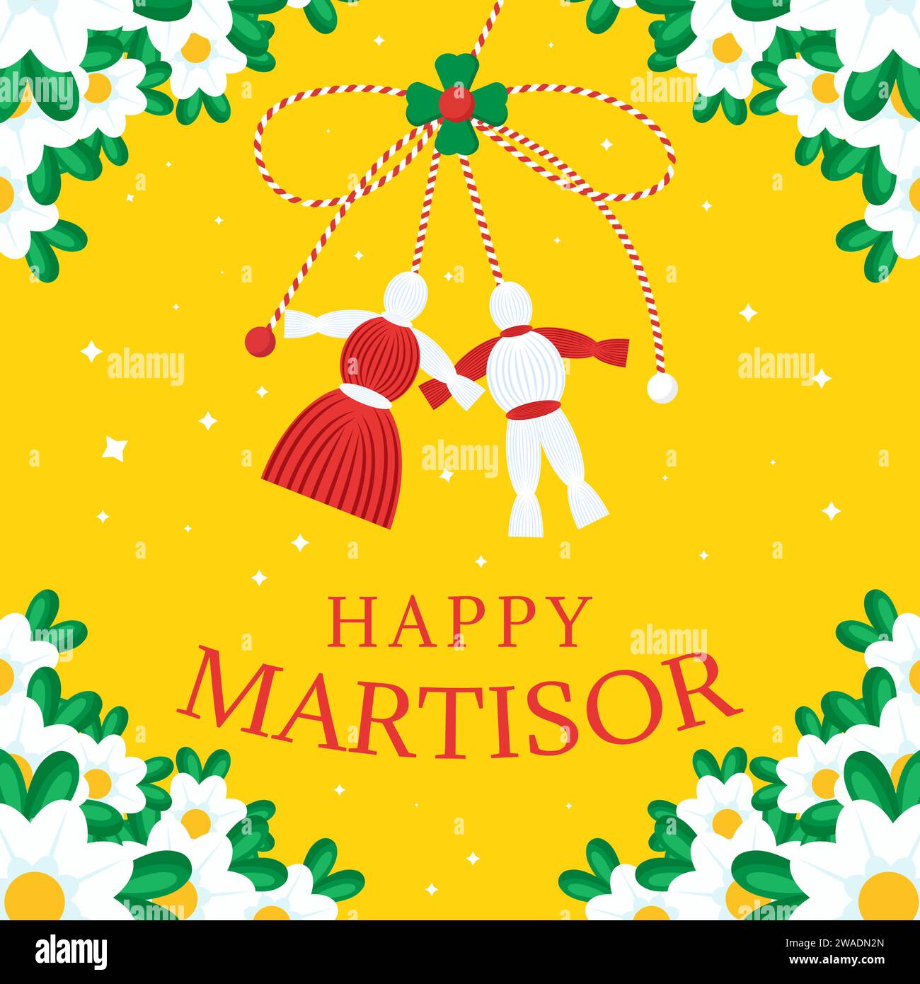vector happy martisor illustration in flat design style Stock Vector ...