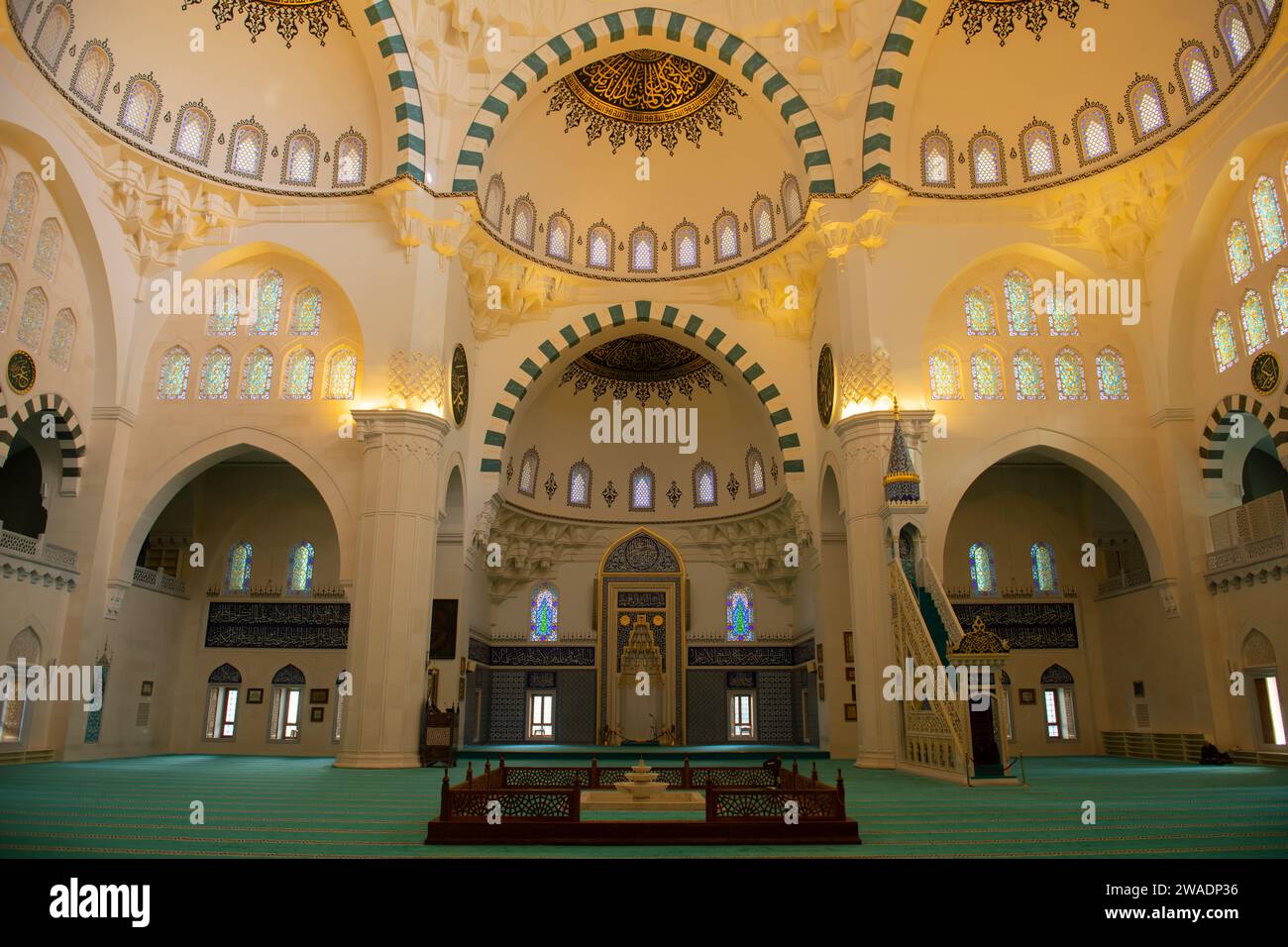 Interior of Melike Hatun Mosque Camii. The mosque is a Classical ...