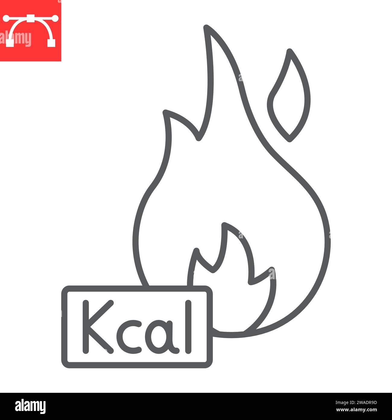 Burn Kcal line icon, fitness and sport, calories burn vector icon ...