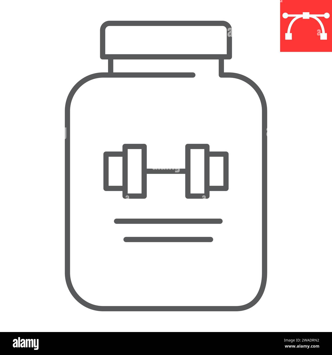 Fitness protein line icon, sport food and nutrition, whey vector icon ...