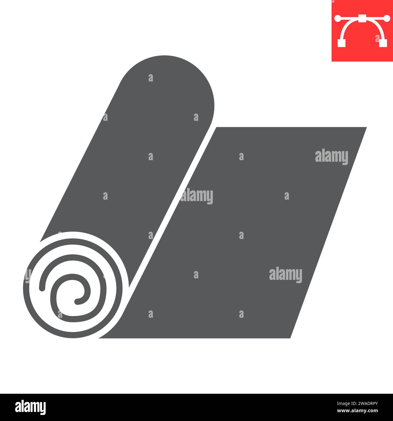 Yoga mat glyph icon, pilates and fitness, gym mattress vector icon ...