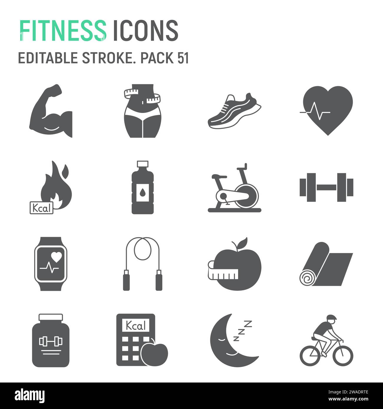 Fitness glyph icon set, sport collection, vector graphics, logo ...