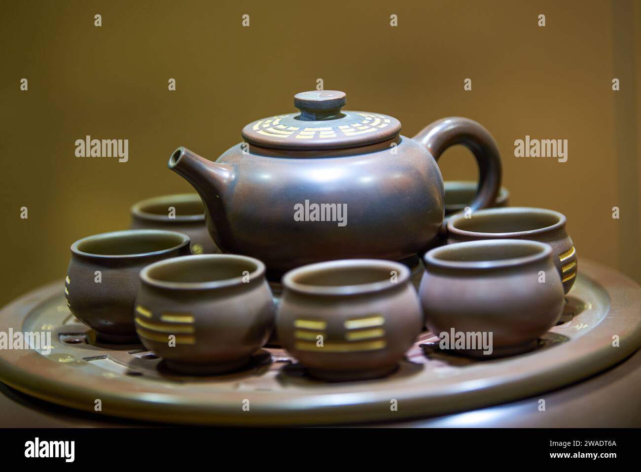 Close-up of teapot and tea sets of traditional Chinese tea drinking ...