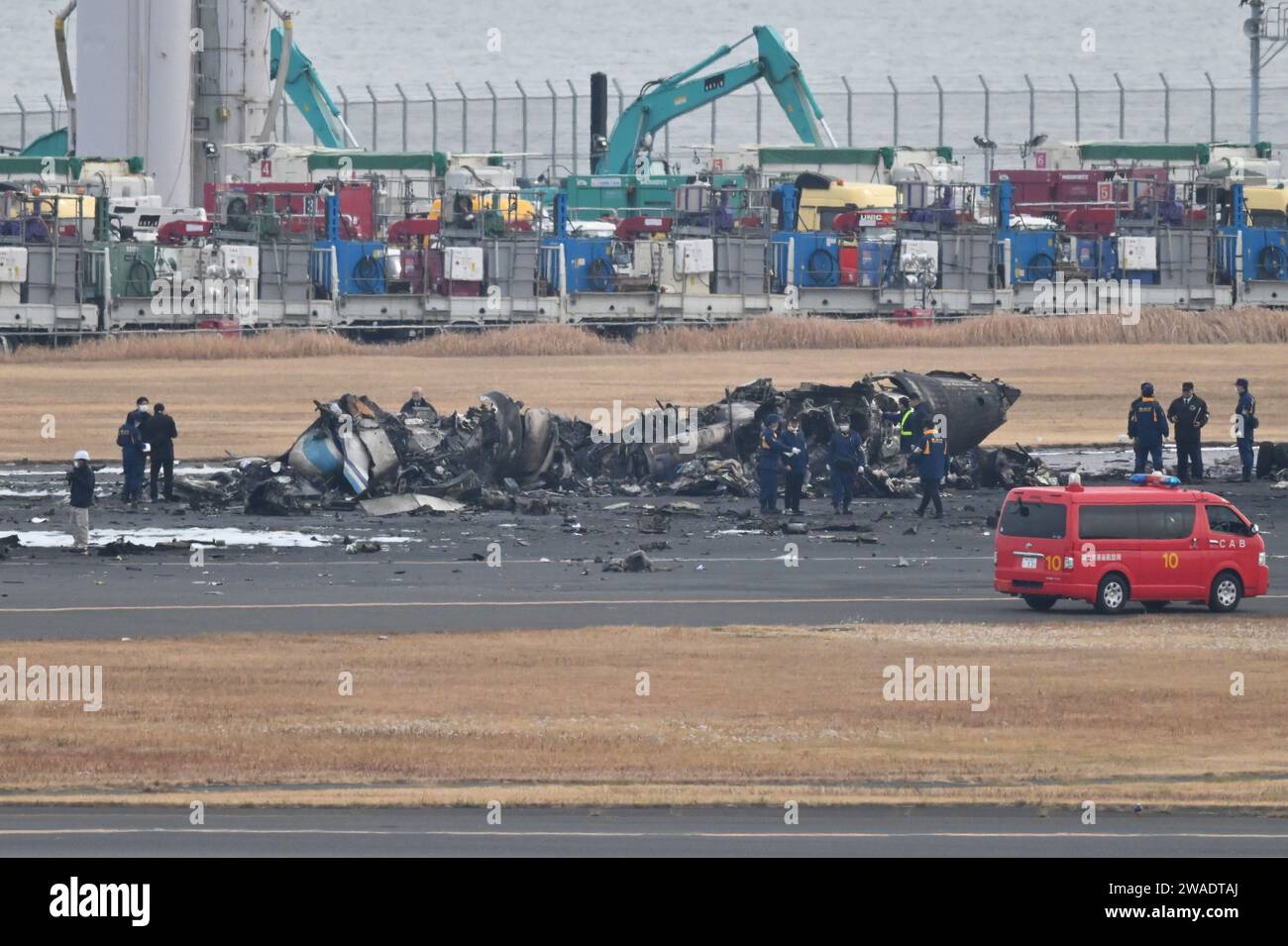 Hokkaido, Japan, January 3, 2024. A Japan Coast Guard aircraft MA722 ...