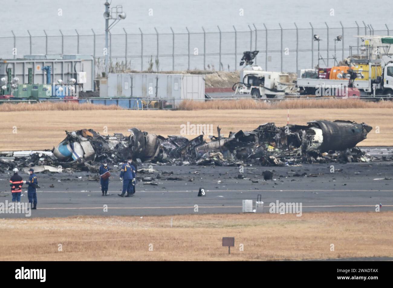 Hokkaido, Japan, January 3, 2024. A Japan Coast Guard aircraft MA722 ...