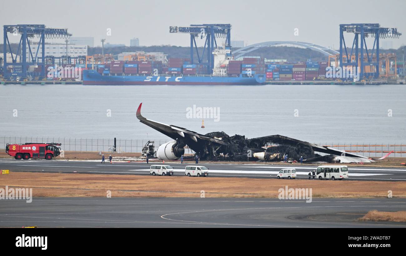 Hokkaido, Japan, January 3, 2024. JAL's A350-900 Reg. JA13XJ of JL516 ...