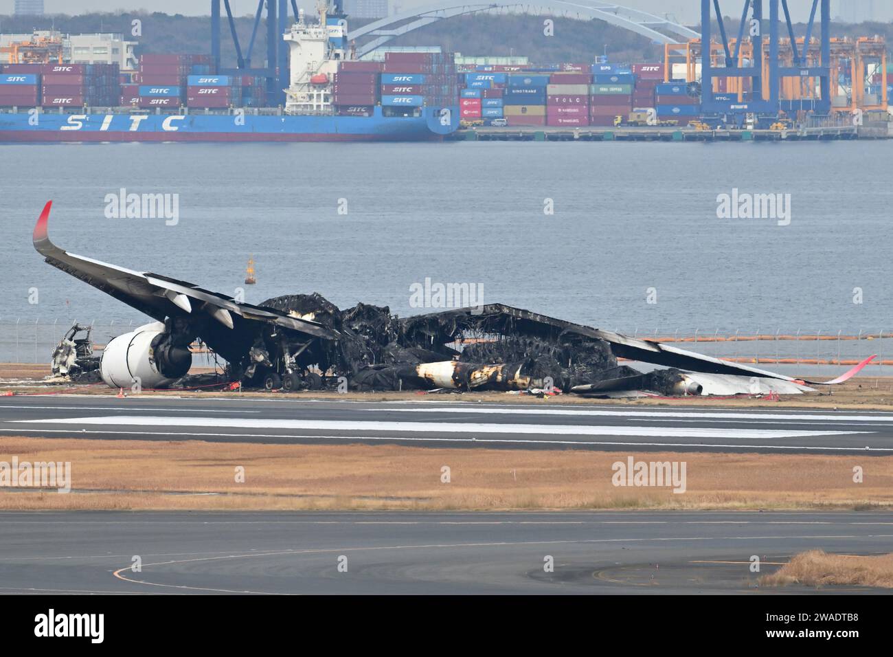 Hokkaido, Japan, January 3, 2024. JAL's A350-900 Reg. JA13XJ of JL516 ...