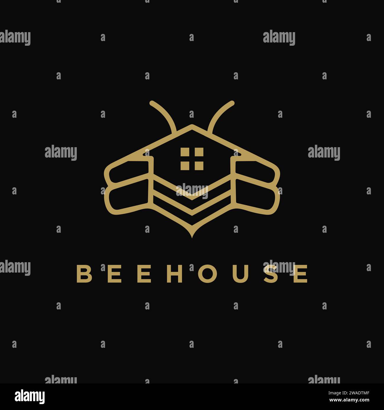 Abstract minimalist lineart Bee house logo icon vector template on ...