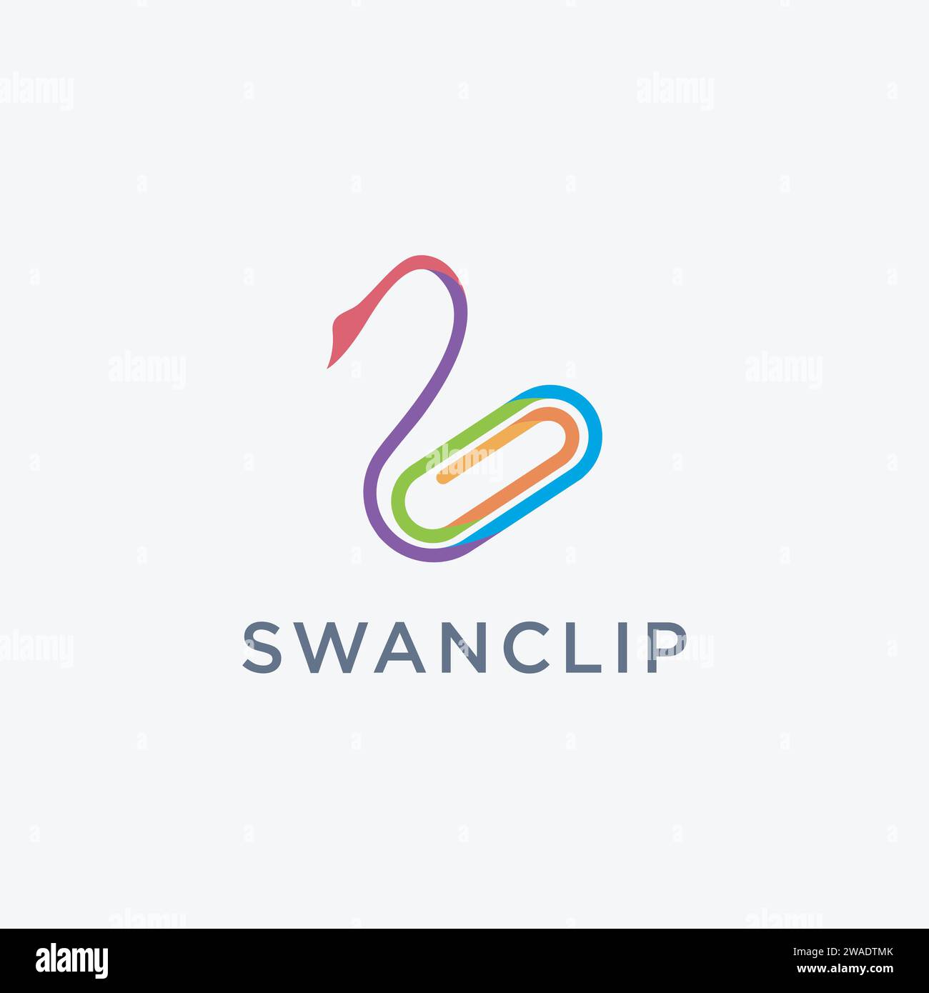 Swan paper clip logo icon, office equipment symbol vector template on ...