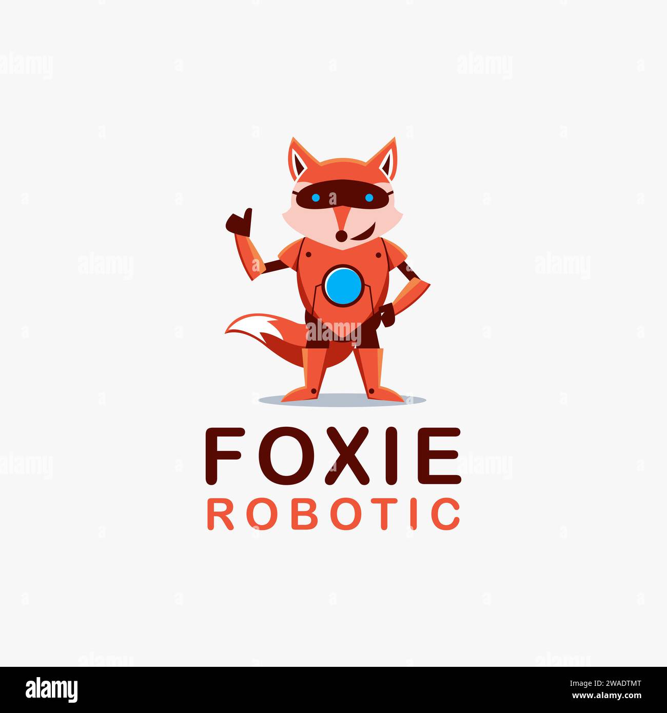 Fox robot cartoon mascot logo vector illustration on white background ...