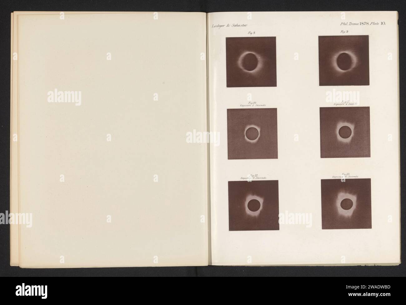 Six images of the solar eclipse of April 6, 1875 with various exposure ...