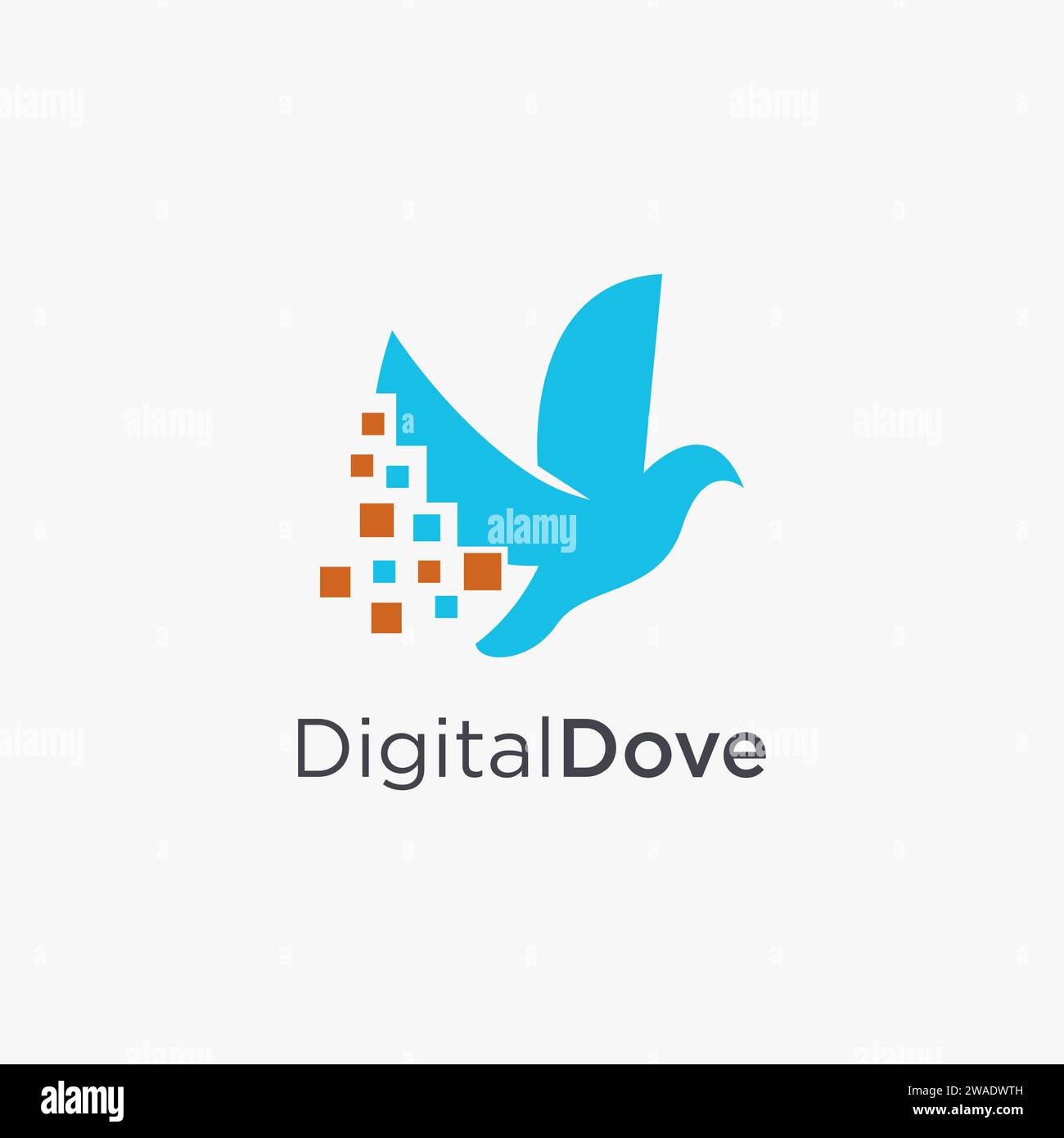 Modern simple digital dove pixel logo icon vector template on white ...