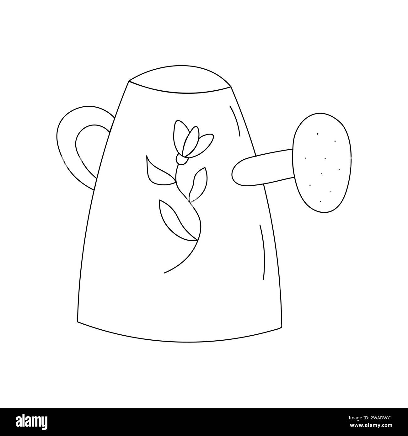 Watering can or pot isolated on white background in doodle style Stock ...
