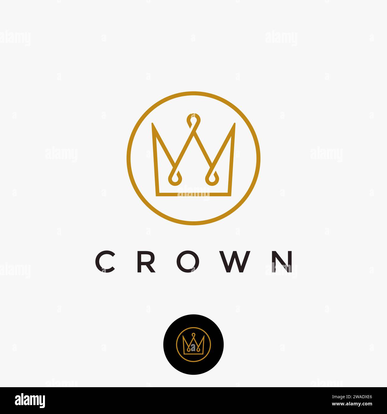 Elegant lineart crown logo icon on white background Stock Vector Image ...