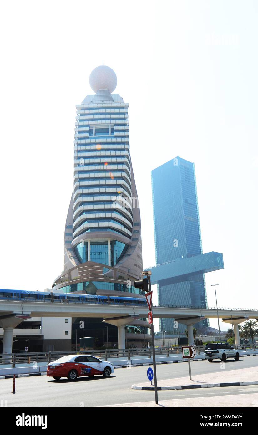 Etisalat Tower 2 building on Sheikh Zayed Road in Dubai, UAE Stock ...
